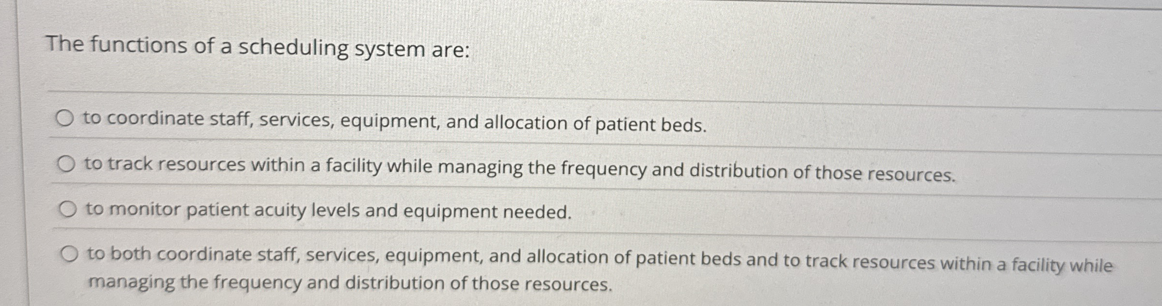 Solved The functions of a scheduling system are:to | Chegg.com