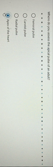 Solved Where do you assess the apical pulse of an | Chegg.com