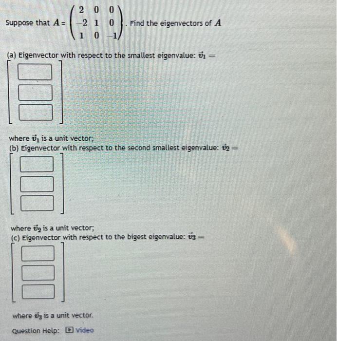 Solved Find the eigenvectors of the matrix [30183] The | Chegg.com