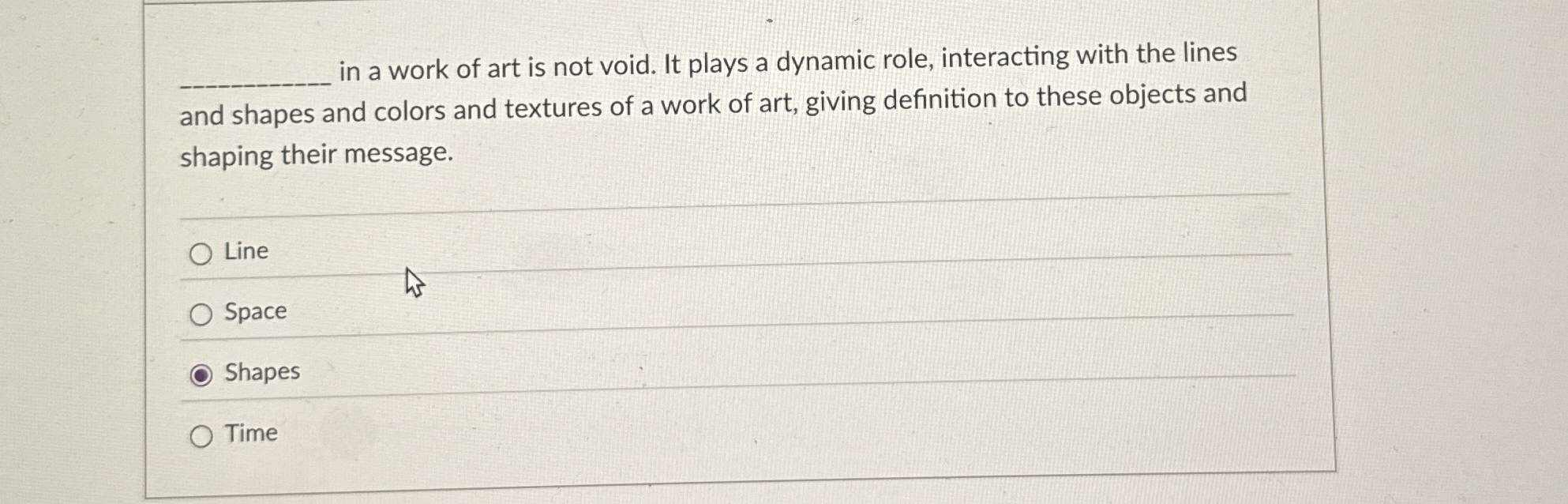 Solved in a work of art is not void. It plays a dynamic | Chegg.com