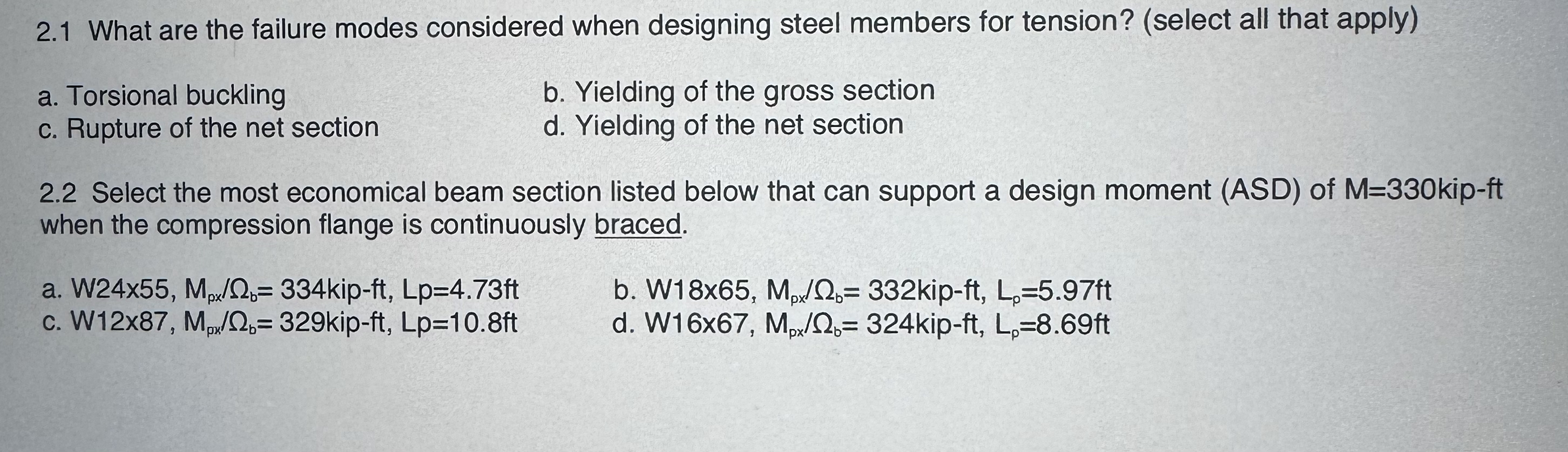 Solved 2.1 ﻿What are the failure modes considered when | Chegg.com