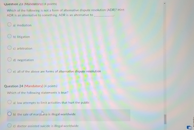 Solved Question 23 (Mandatory) (4 ﻿points)Which of the | Chegg.com