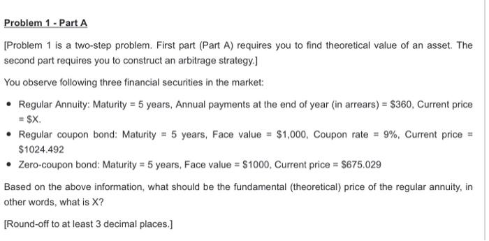 Solved [Problem 1 is a two-step problem. First part (Part A) | Chegg.com