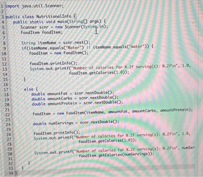Solved Given main0, complete the Fooditem class (in file | Chegg.com