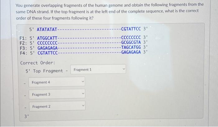 Solved You generate overlapping fragments of the human | Chegg.com