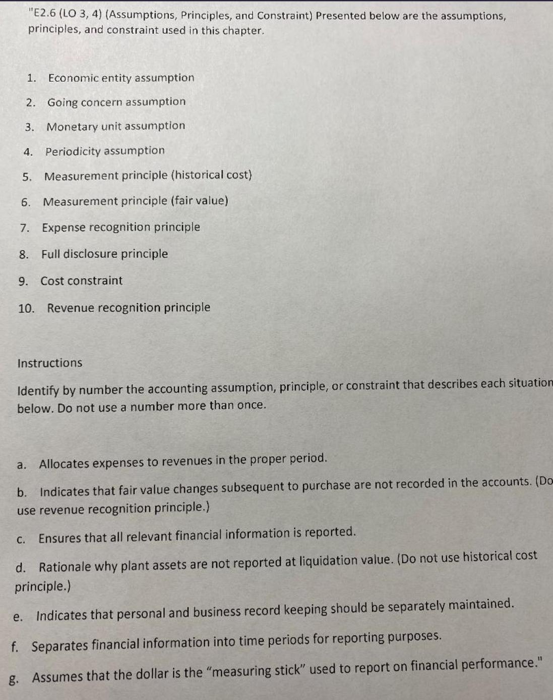 Solved E26 Lo 3 4 Assumptions ﻿principles And 3080