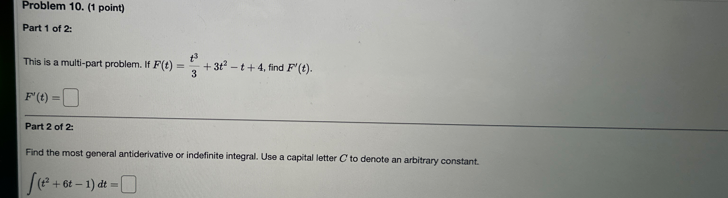 Solved Problem 10. (1 point)Part 1 of 2:This is a | Chegg.com Solved Problem 10. (1 point)Part 1 of 2:This is a | Chegg.com