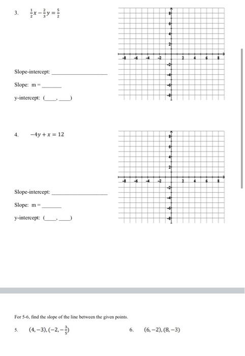 Solved 3. 21x−32y=25 Slope-intercept: Slope: m= y-intercept: | Chegg.com