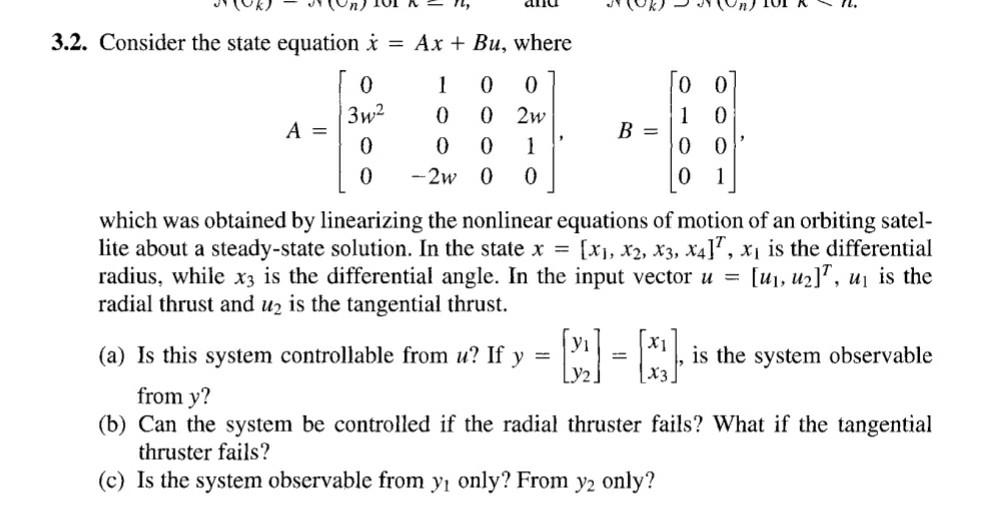 Solved Consider the state equation x = Ax + Bu, where (see | Chegg.com