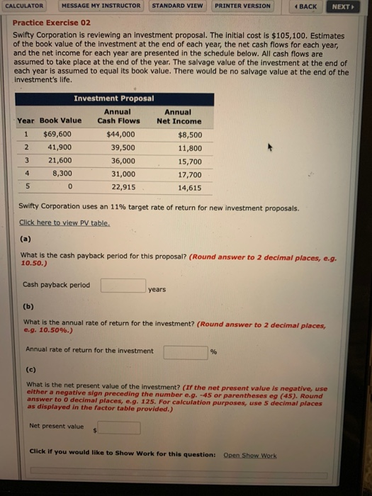 Solved CALCULATOR MESSAGE MY INSTRUCTOR STANDARD VIEW | Chegg.com