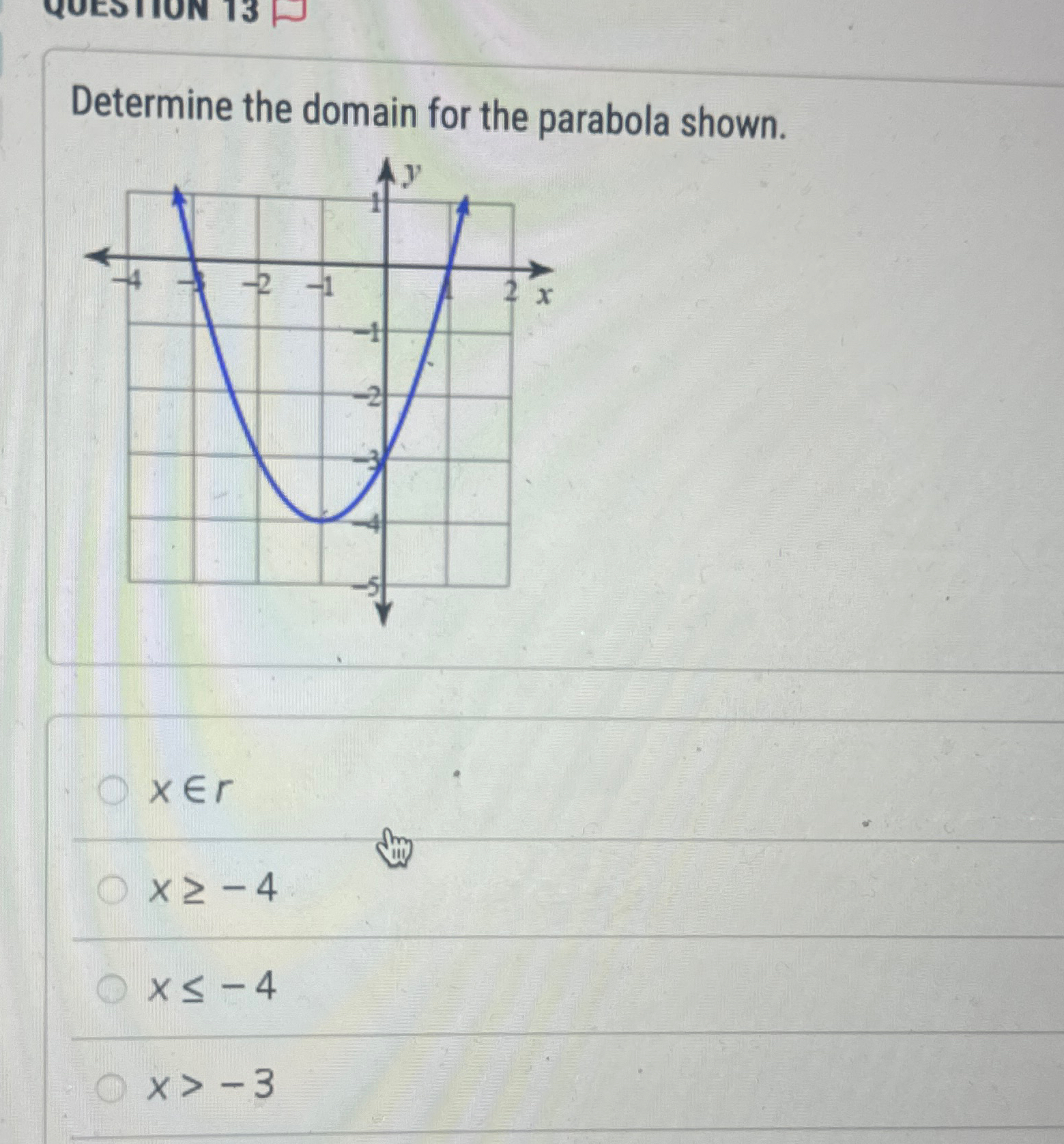 Solved Determine the domain for the parabola | Chegg.com