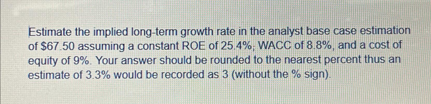 Solved Estimate the implied long-term growth rate in the | Chegg.com