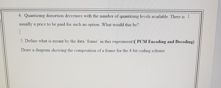 Solved 4. Quantizing distortion decreases with the number of | Chegg.com