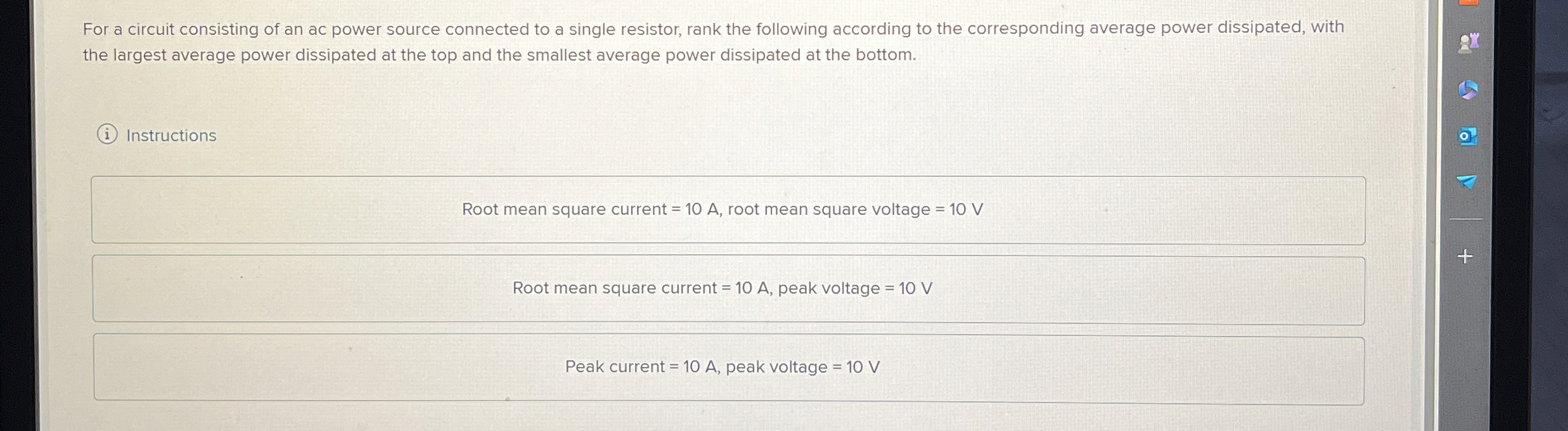Solved For a circuit consisting of an ac power source | Chegg.com