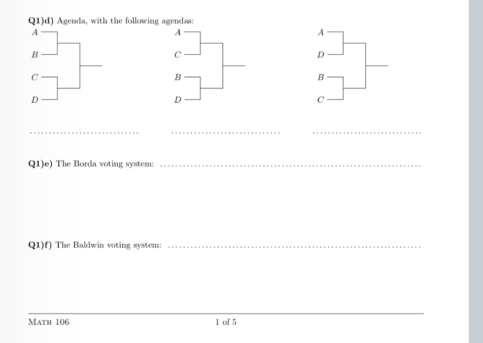 Solved Q1)d) ﻿Agenda, with the following aorndas*Q1)e) ﻿The | Chegg.com