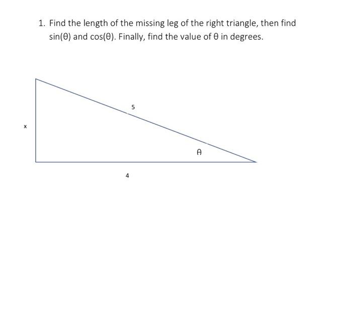 Solved 1. Find the length of the missing leg of the right | Chegg.com