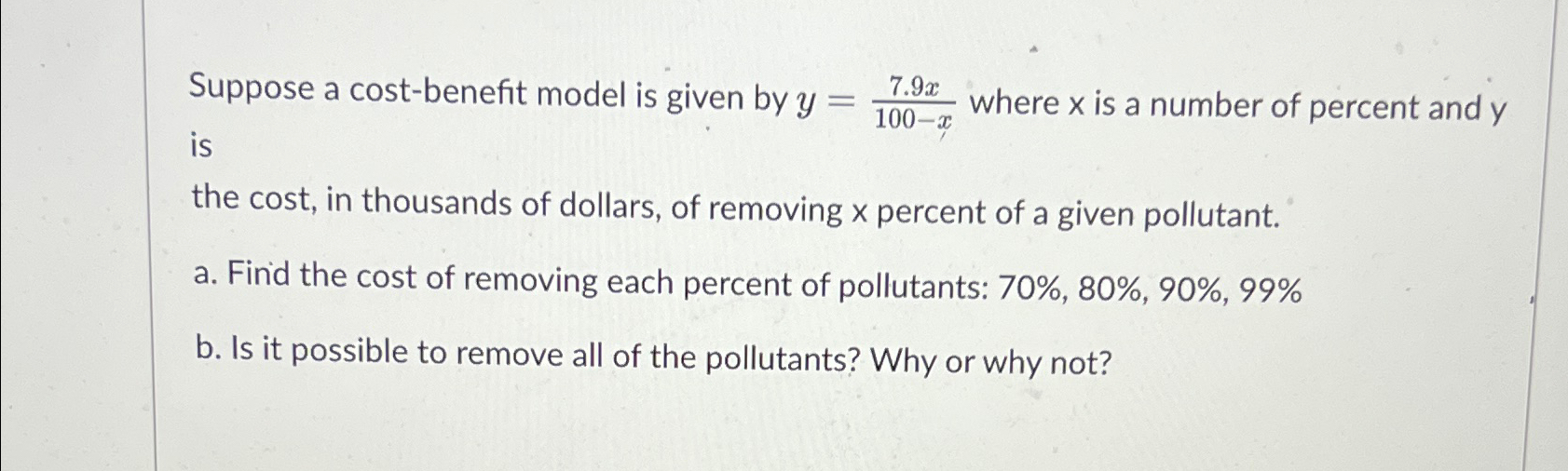 Solved Suppose a cost-benefit model is given by | Chegg.com