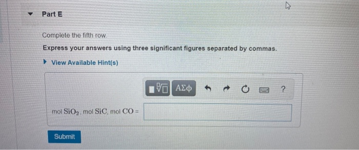 Solved Consider the balanced equation SiO2 (s) + 3C(s) + | Chegg.com