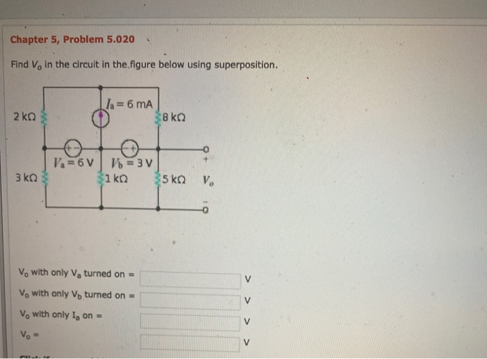Solved Chapter 5, Problem 5.020 Find V, in the circuit in | Chegg.com