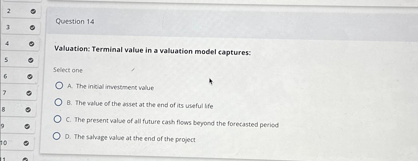 Solved 2,0 ﻿Question 143,0 ﻿Valuation: Terminal value in ﻿a | Chegg.com