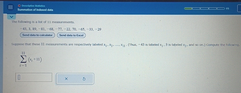 Solved Doscriptivo StatisticsSummation of indexed dataThe | Chegg.com