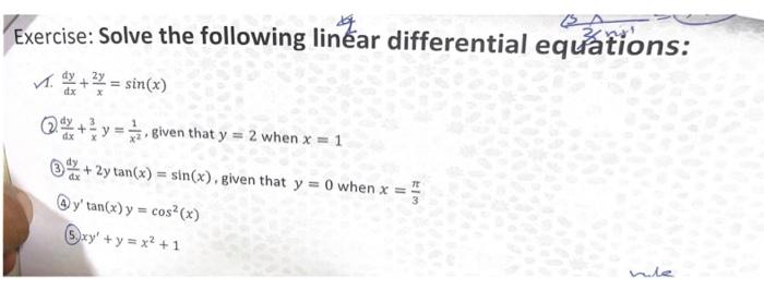 Solved Exercise: Solve the following linear differential | Chegg.com