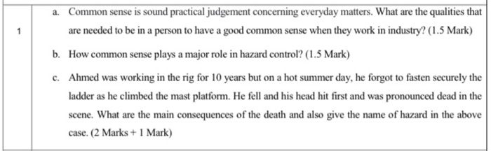 Solved 1 a. Common sense is sound practical judgement | Chegg.com