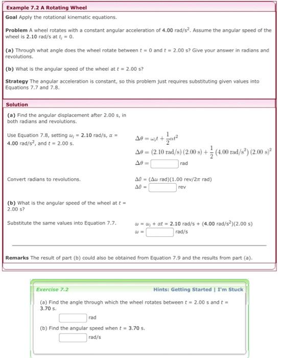 Solved Example 7.2 A Rotating Wheel Goal Apply the | Chegg.com