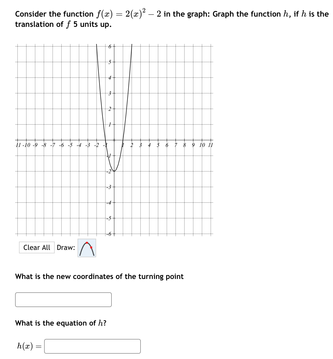Solved Consider the function f(x)=2(x)2-2 ﻿in the graph: | Chegg.com