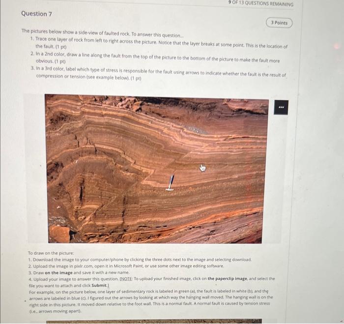 Solved The pictures below show a side-view of faulted rock. | Chegg.com