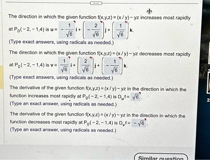 Solved Find the directions in which the function increases | Chegg.com