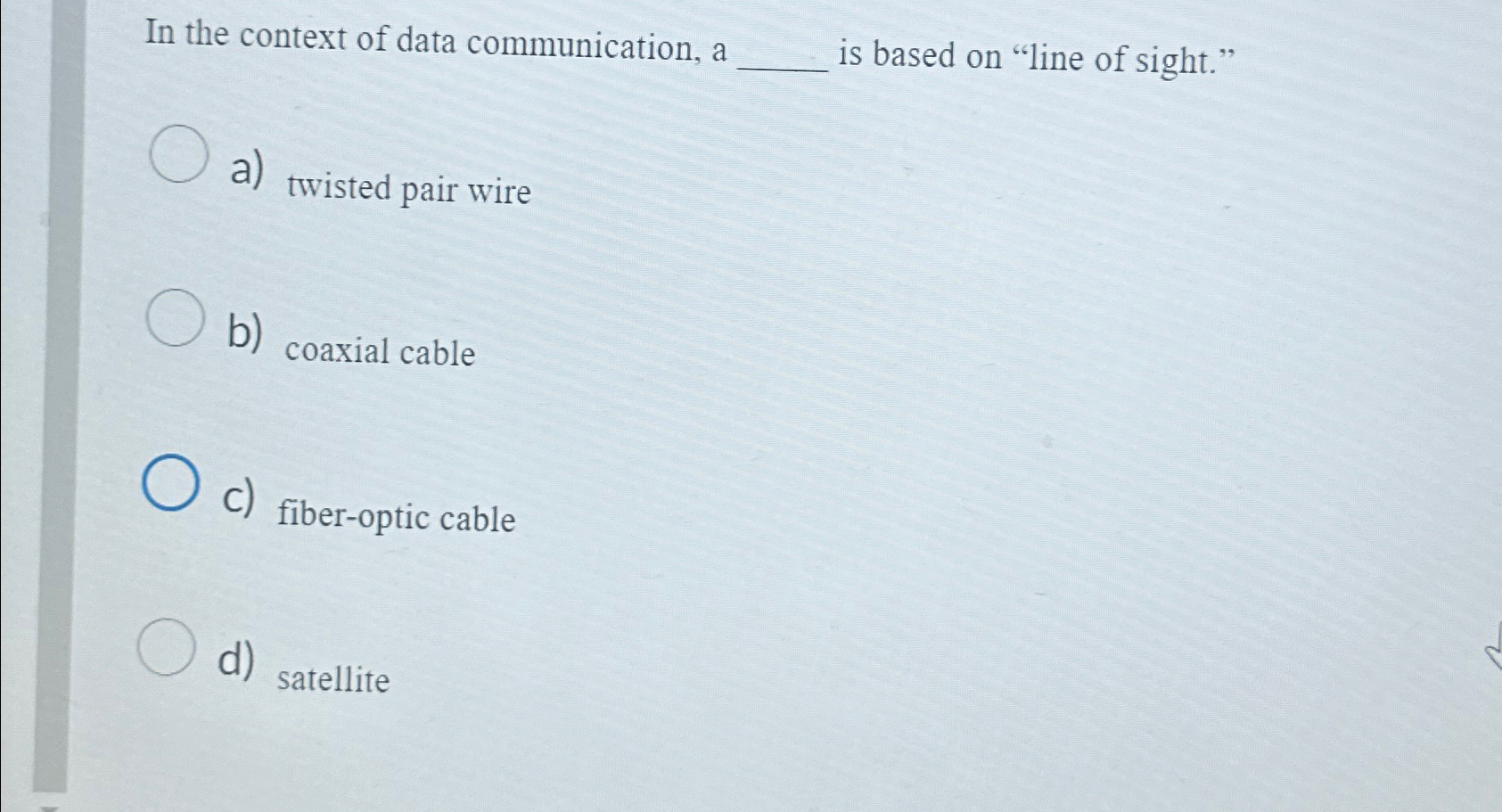 Solved In the context of data communication, a is based on | Chegg.com
