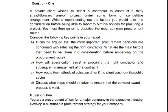 Solved Question - One A private client wishes to select a | Chegg.com