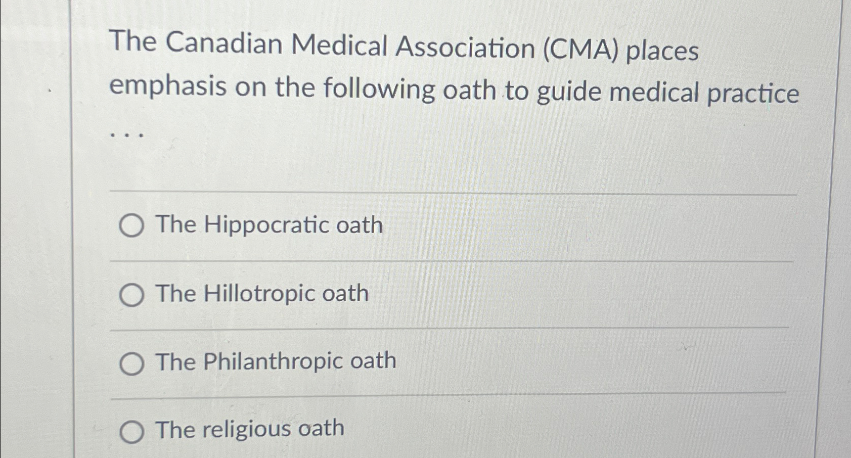 Solved The Canadian Medical Association (CMA) ﻿places | Chegg.com