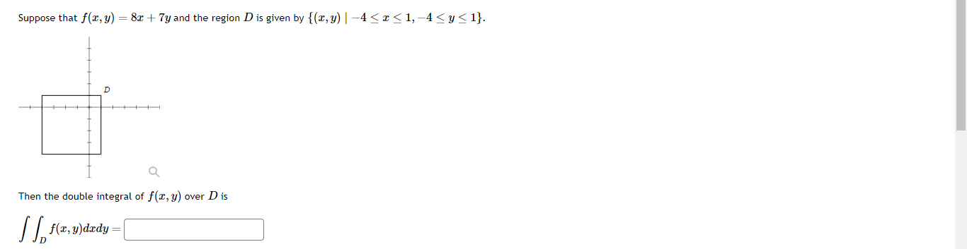 Solved Suppose that f(x,y)=8x+7y ﻿and the region D ﻿is given | Chegg.com