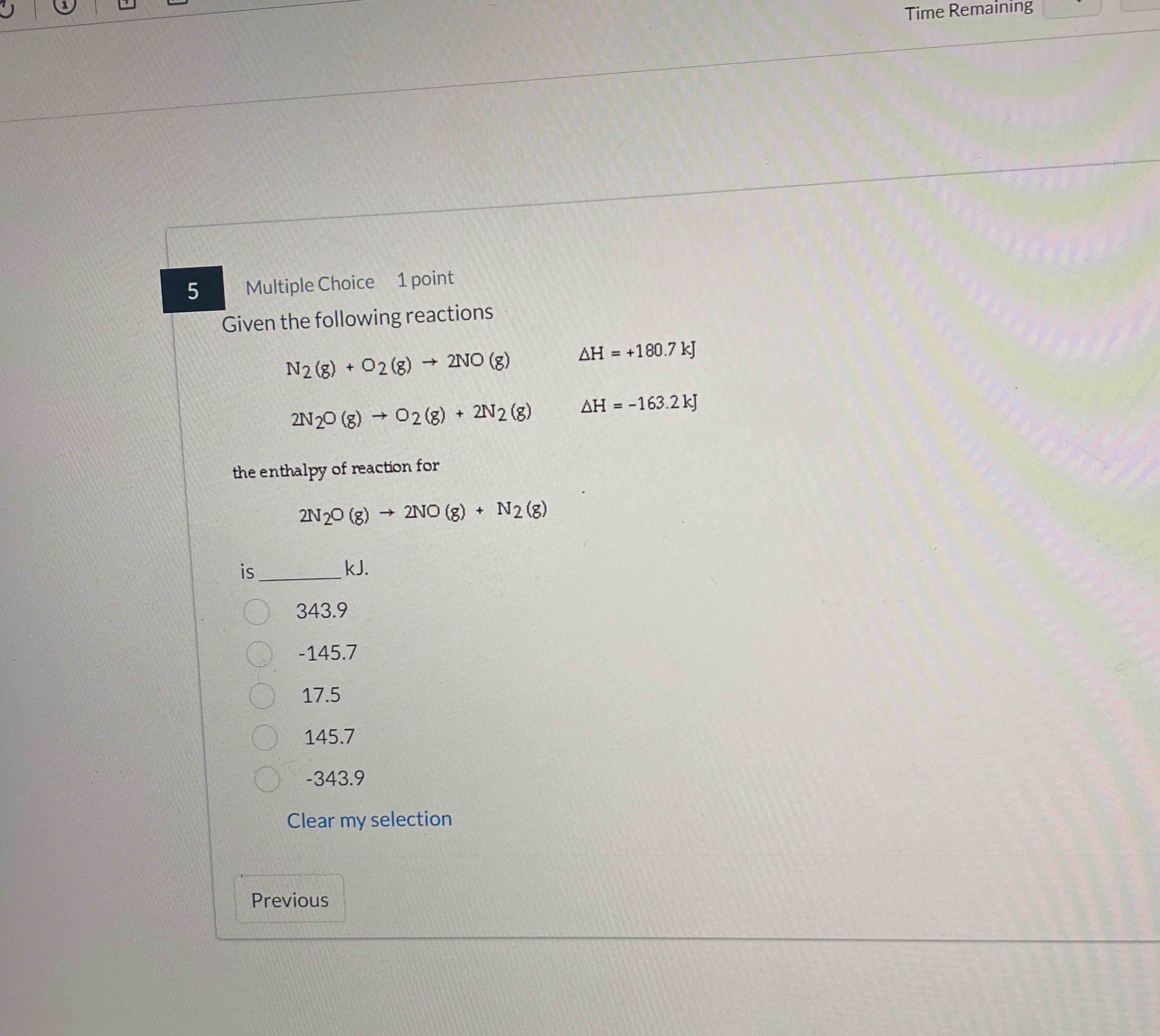 Solved 5Multiple Choice1 ﻿pointGiven the following | Chegg.com