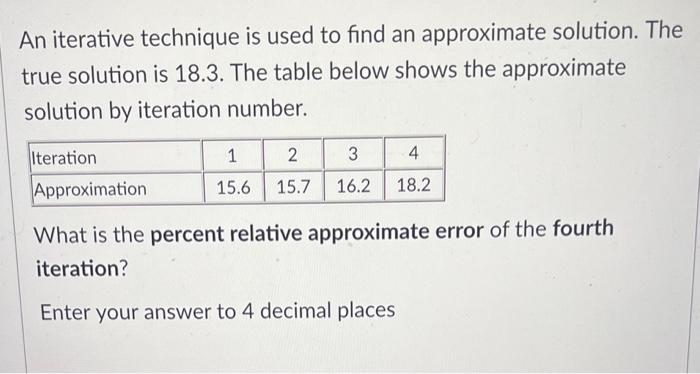 Solved An Iterative Technique Is Used To Find An Approximate