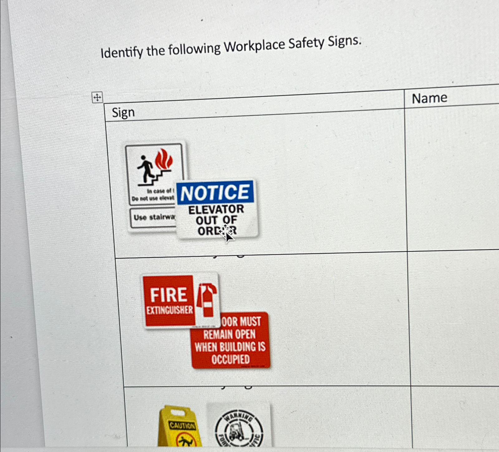 Solved Identify the following Workplace Safety Signs. | Chegg.com