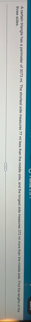 Solved A certain triangle has a perimeter of 3073 ﻿mL . ﻿The | Chegg.com