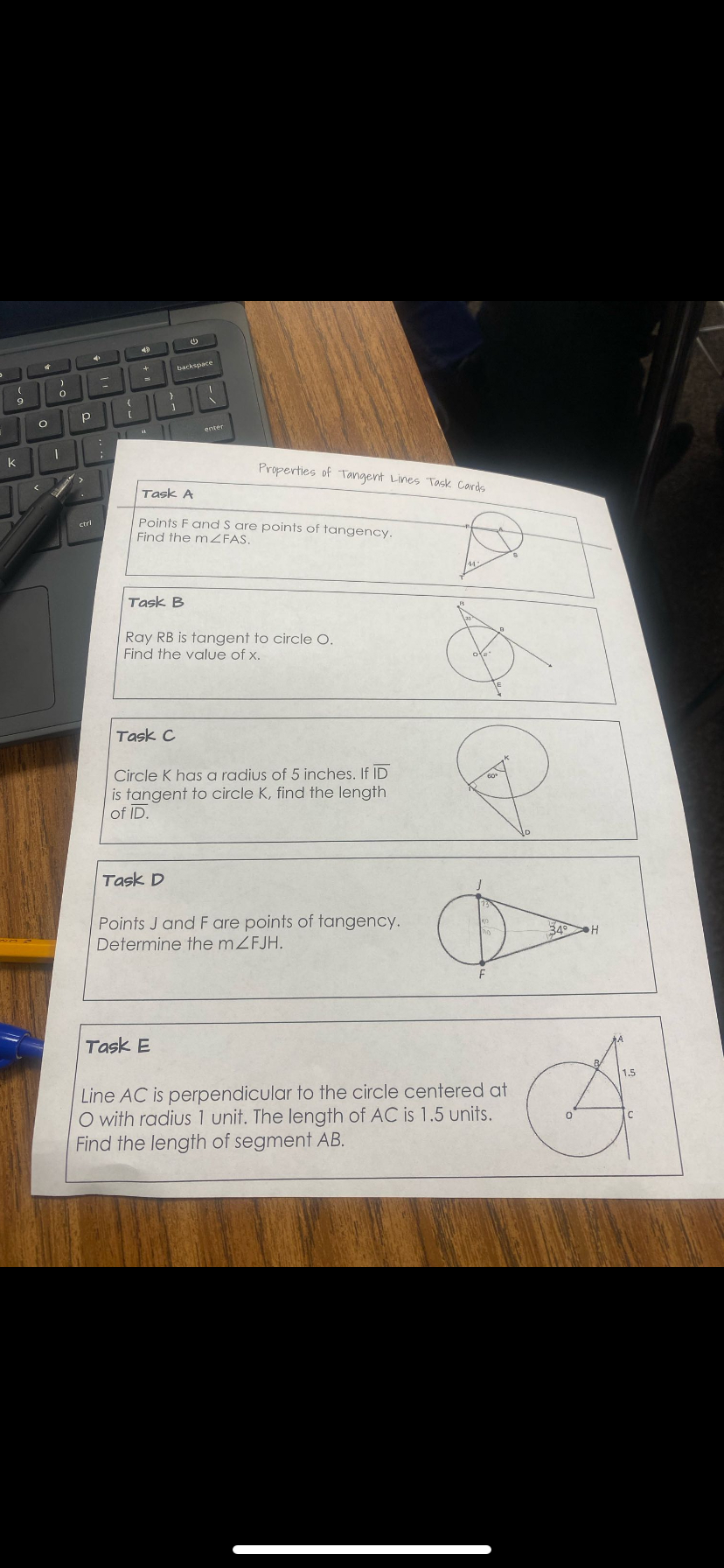 Solved Properties of Tangent Lines Task CardsTask APoints F | Chegg.com