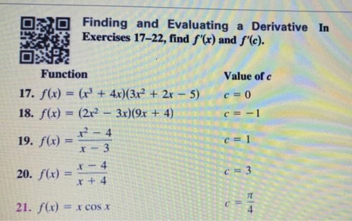 Solved Finding and Evaluating a Derivative In Exercises | Chegg.com