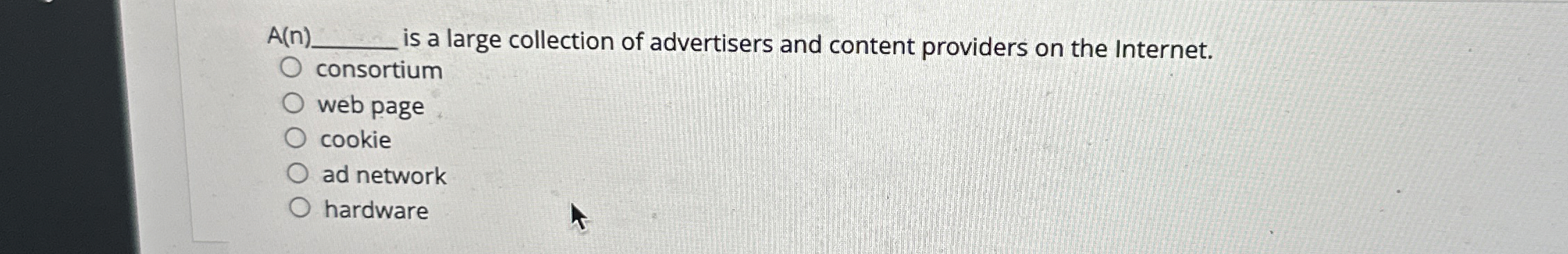 Solved A(n) q, ﻿is a large collection of advertisers and | Chegg.com