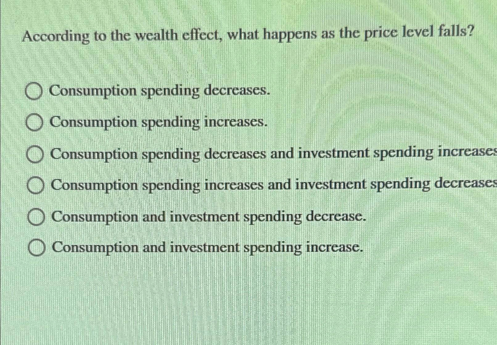 Solved According to the wealth effect, what happens as the | Chegg.com