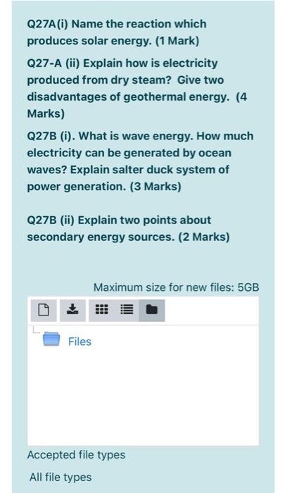 Solved Q27A (i) Name the reaction which produces solar | Chegg.com