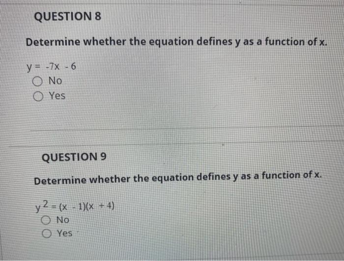 Solved Question 8 Determine Whether The Equation Defines Y