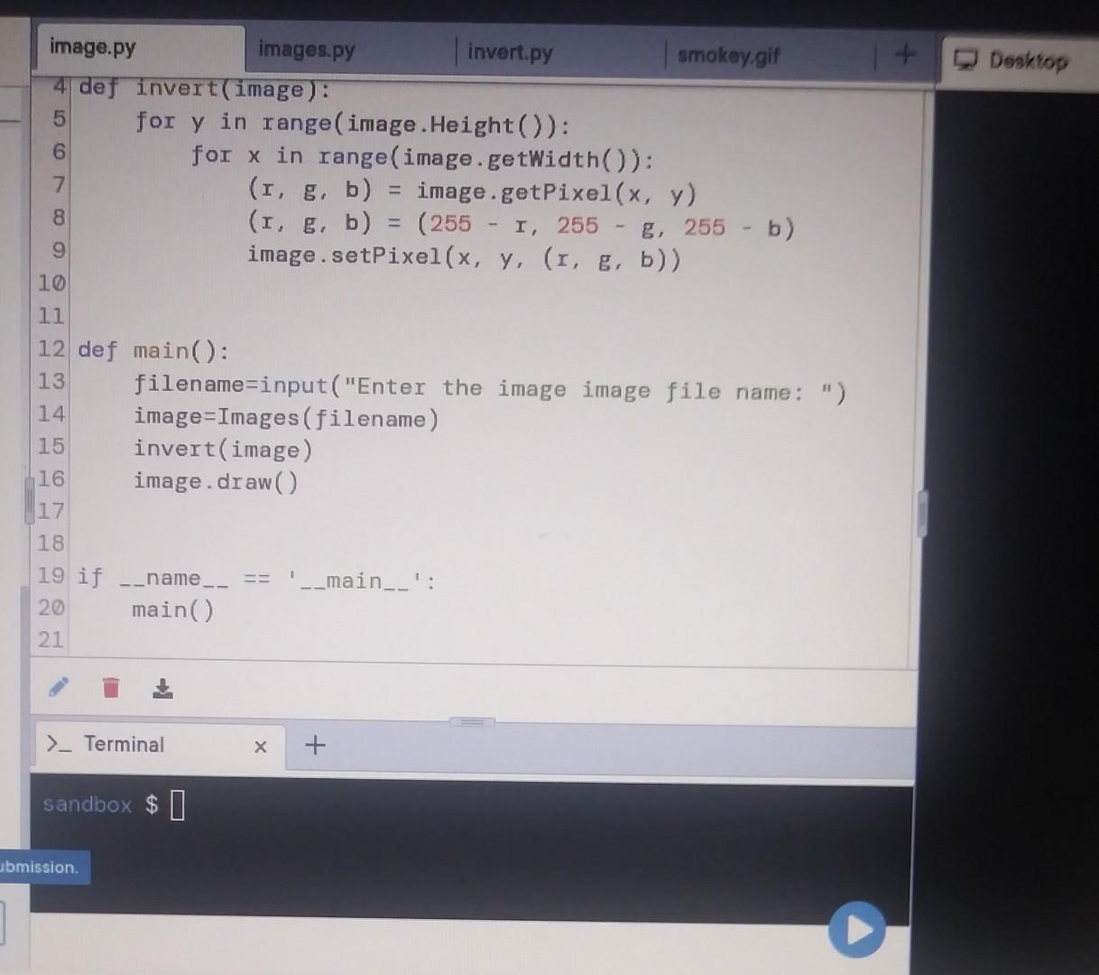 Solved What the code for this and how to invert an image. I | Chegg.com