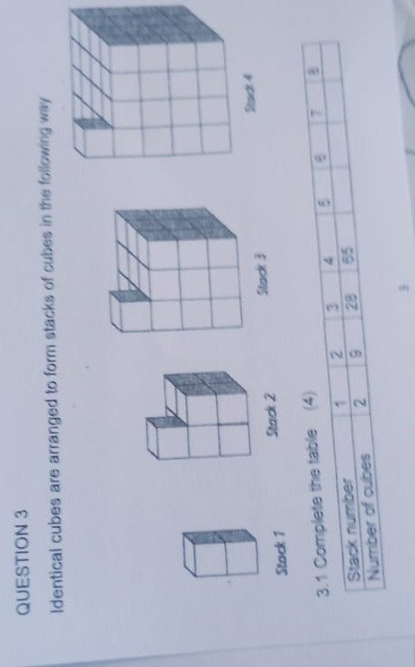 Solved QUESTION 3Identical cubes are arranged to form stacks | Chegg.com