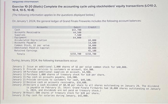 Solved Exercise 10-20 (Static) Complete the accounting cycle | Chegg.com