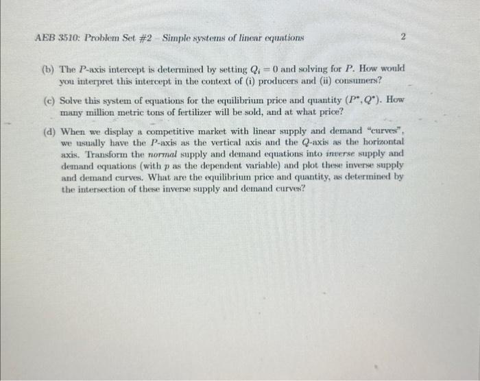 Simple systems of linear equations 1 Supply and | Chegg.com