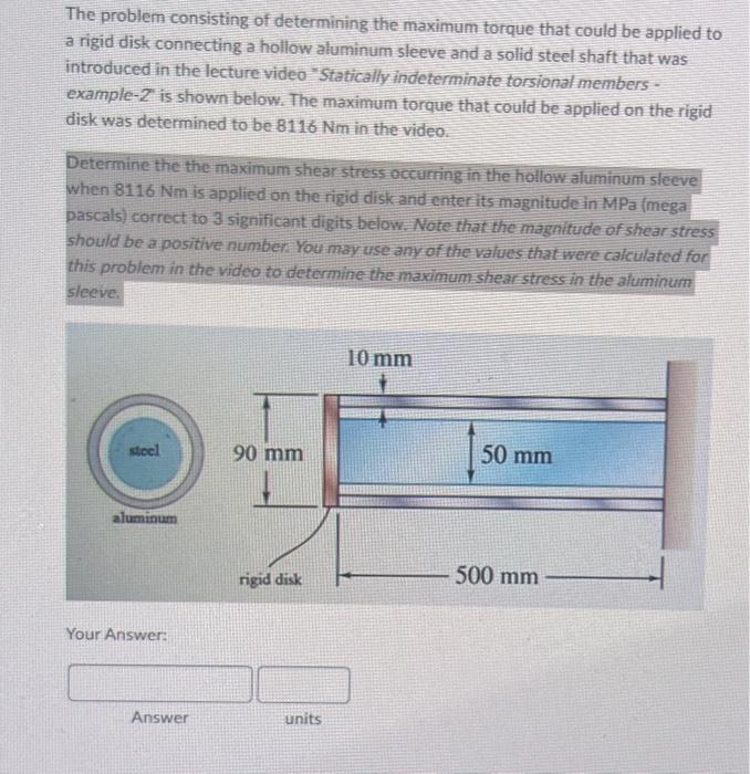 Solved The problem consisting of determining the maximum | Chegg.com